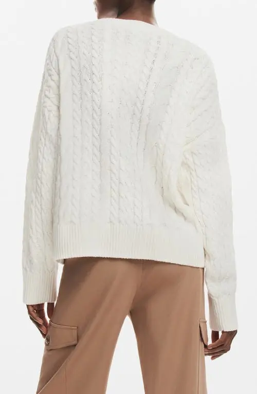 Desigual Exeter Cable Crewneck Sweater - White