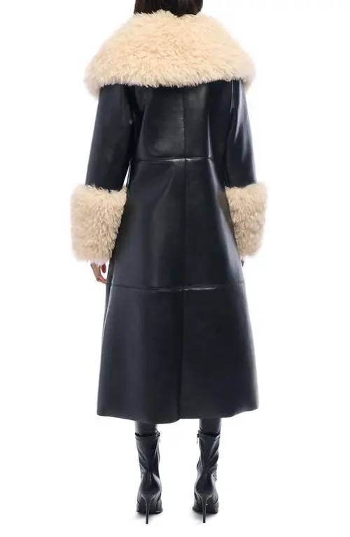 AZALEA WANG Faux Fur Trim Trench Coat