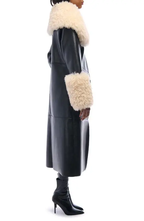 AZALEA WANG Faux Fur Trim Trench Coat