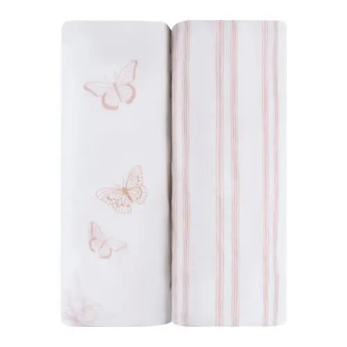 ZZDNU CHANGING PAD COVER Baby Changing Pad Covercradle Sheet 2 Pack - Butterfly & Stripe