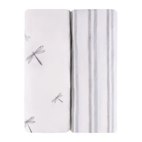 ZZDNU CHANGING PAD COVER Baby Changing Pad Covercradle Sheet 2 Pack - Dragonfly & Stripe