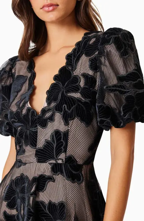 Buy ELLIATT Zara Flower Appliqu Mini Dress - Black At 50% Off |  Editorialist