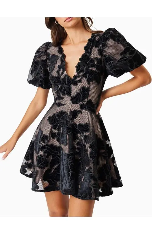 Buy ELLIATT Zara Flower Appliqu Mini Dress - Black At 50% Off |  Editorialist