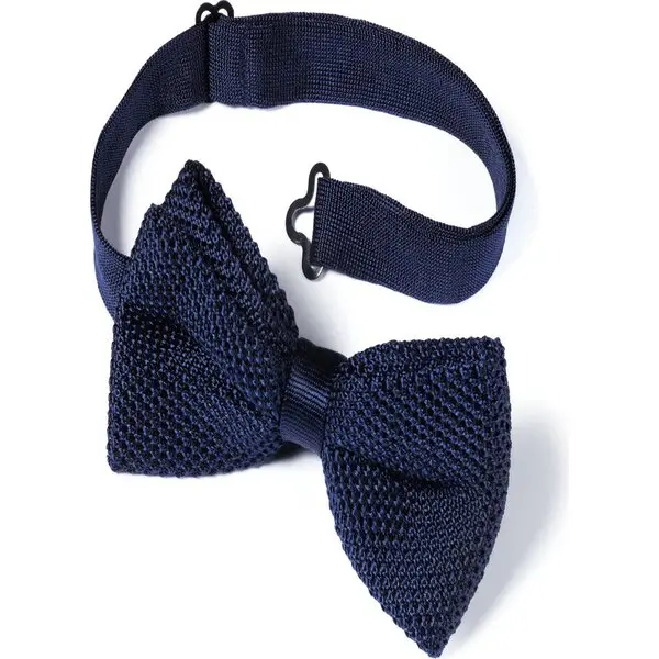 CHARLES TYRWHITT Knitted Ready-tied Bow Tie - Navy