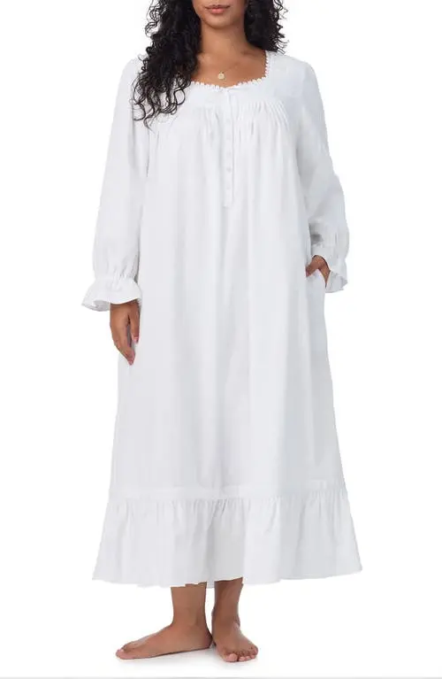 Eileen West Long Sleeve Cotton Ballet Nightgown - White