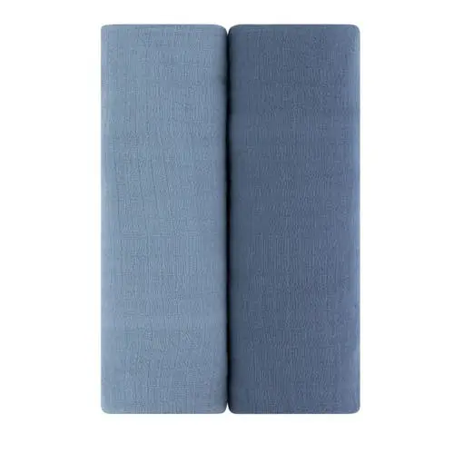 ELY'S & CO. Cotton Muslin Swaddle Blanket 2 Pack - Saphhire Blue/indigo Blue