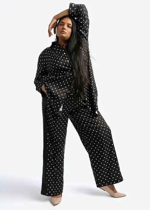 SEE ROSE GO Polka Dot Wide Leg Pants