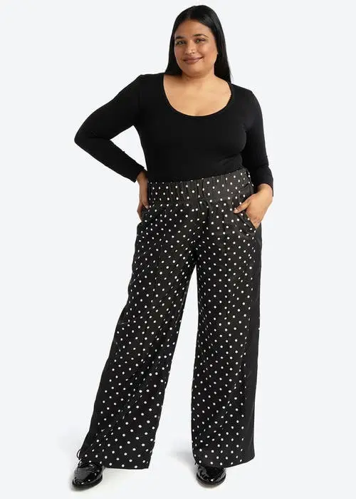 SEE ROSE GO Polka Dot Wide Leg Pants