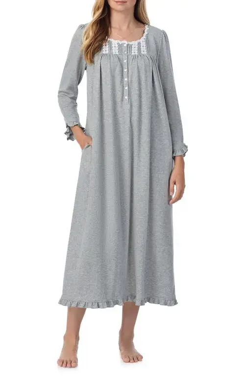 Eileen West Cotton Blend Interlock Ballet Nightgown - Grey Heather