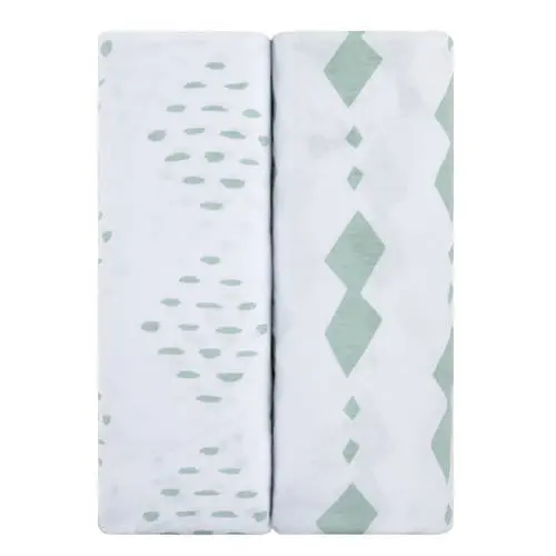 ELY'S & CO. Baby Fitted Bassinet Sheet 2 Pack - Sage Diamond