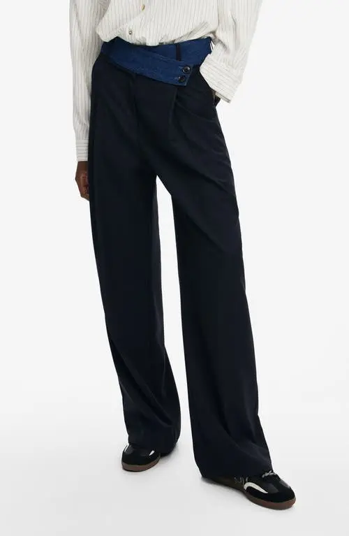 Desigual Garona Pinstriped Wide Leg Pants