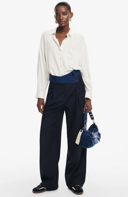 Desigual Garona Pinstriped Wide Leg Pants
