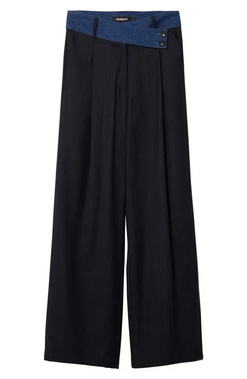 Desigual Garona Pinstriped Wide Leg Pants