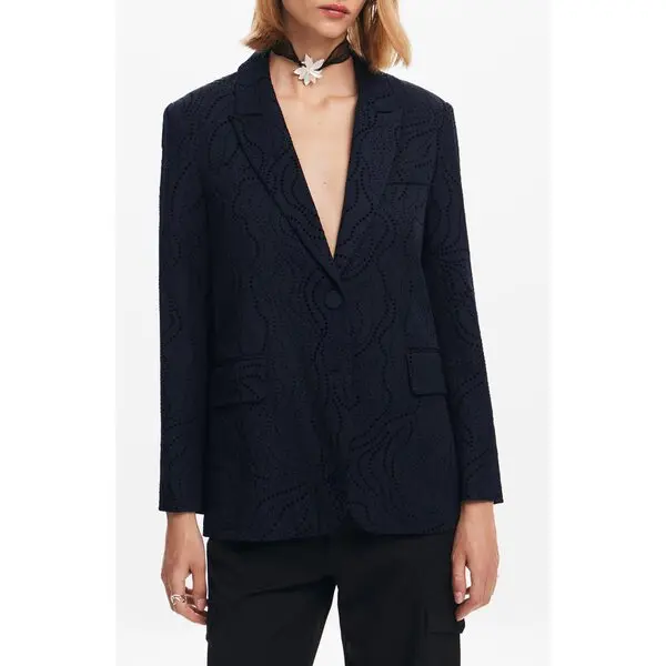 Desigual Floral Eyelet Blazer