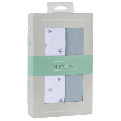 ELY'S & CO. Adjustable Swaddle Blanket 2 Pack - Blue Stars