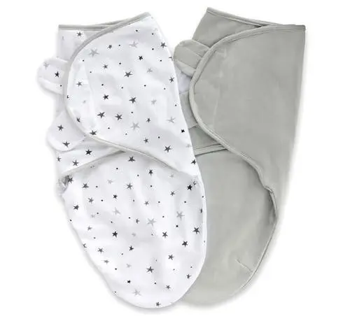 ELY'S & CO. Adjustable Swaddle Blanket 2 Pack - Grey Stars