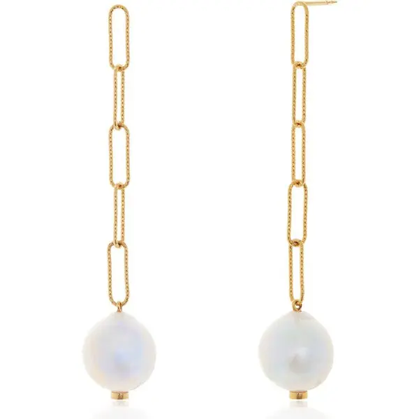 Monica Vinader Baroque Pearl Drop Earrings - Gold/pearl