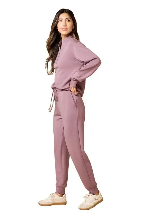 SOFTIES Athleisure Dreamtech 1/4 Zip Jogger Set - Driftwood