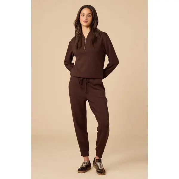 SOFTIES Athleisure Dreamtech 1/4 Zip Jogger Set - Espresso