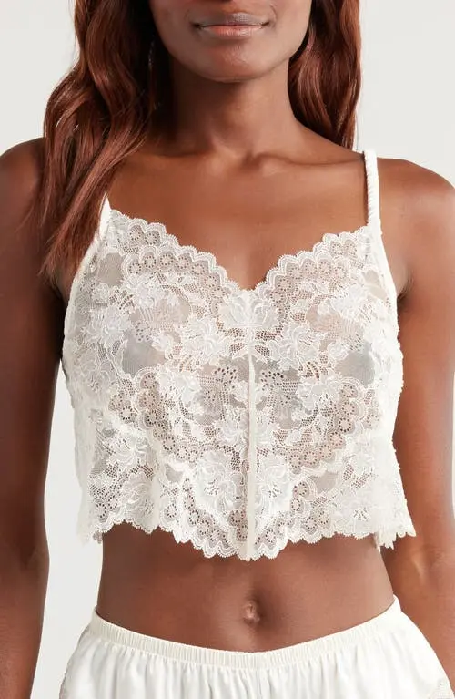 Natori Chantilly Lace Crop Camisole - Ivory