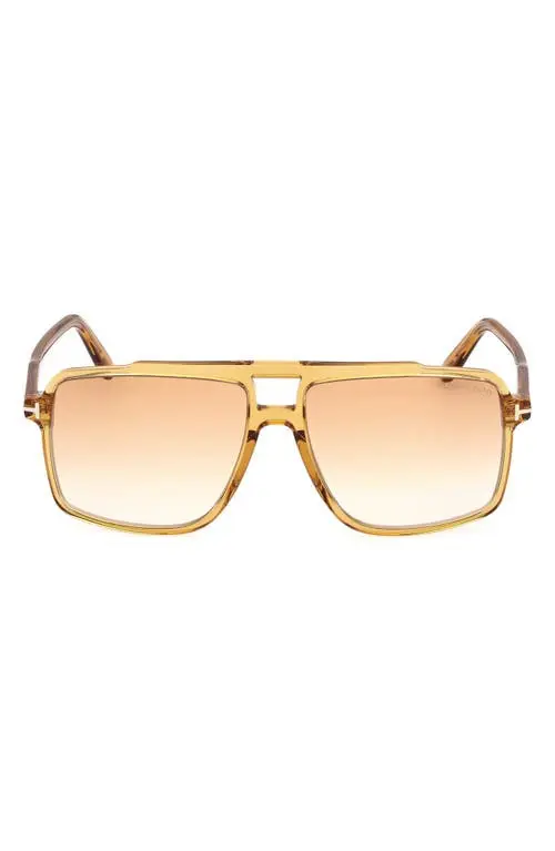 TOM FORD Kemp 59mm Navigator Sunglasses - Shiny Yellow / Gradient Brown