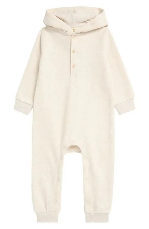 TUCKER + TATE Cozy Hooded Romper - Beige Oatmeal Light Heather