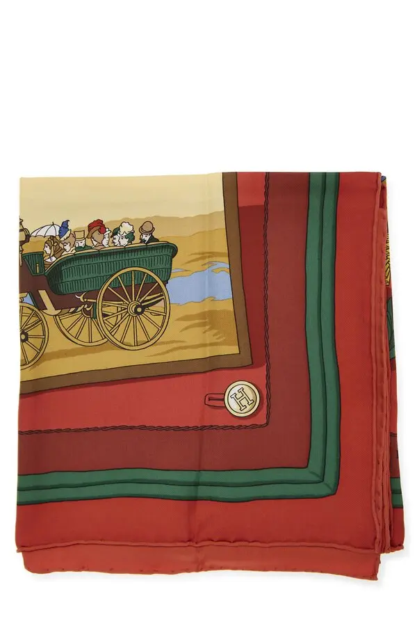 Hermès Multicolor 'attelages' Silk Scarf 90 - Red