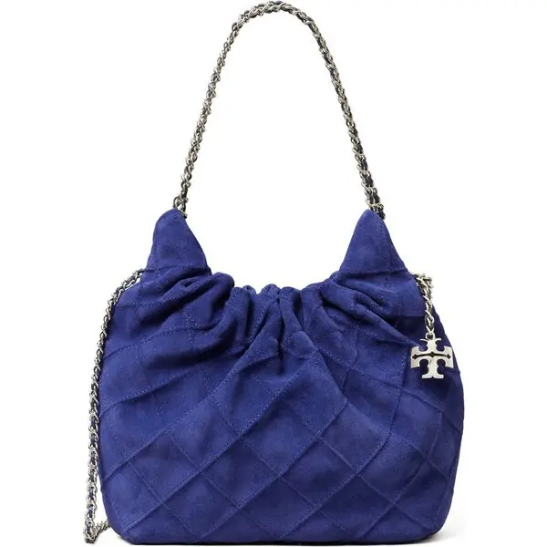 Tory Burch Fleming Suede Mini Hobo - Navy Blue
