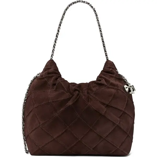 Tory Burch Fleming Suede Mini Hobo - Licorice
