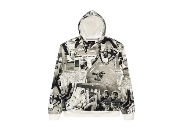 JORDAN Brooklyn Fleece Printed Pullover Hoodie - Black/sail