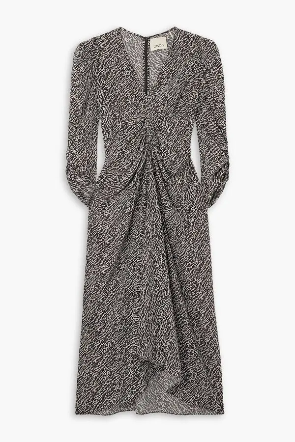 Isabel Marant Albini Gathered Printed Midi Dress