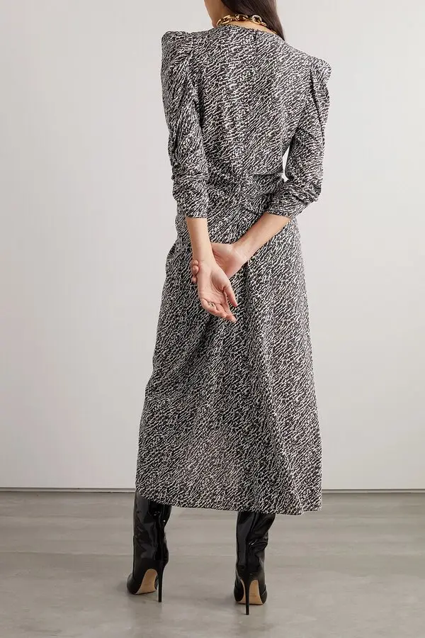 Isabel Marant Albini Gathered Printed Midi Dress