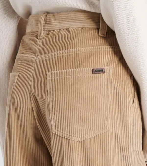Brunello Cucinelli High-rise Wide-leg Corduroy Trousers - Beige