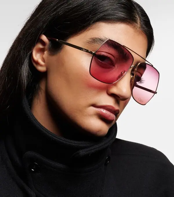 Chloé Aly Square Sunglasses - Red