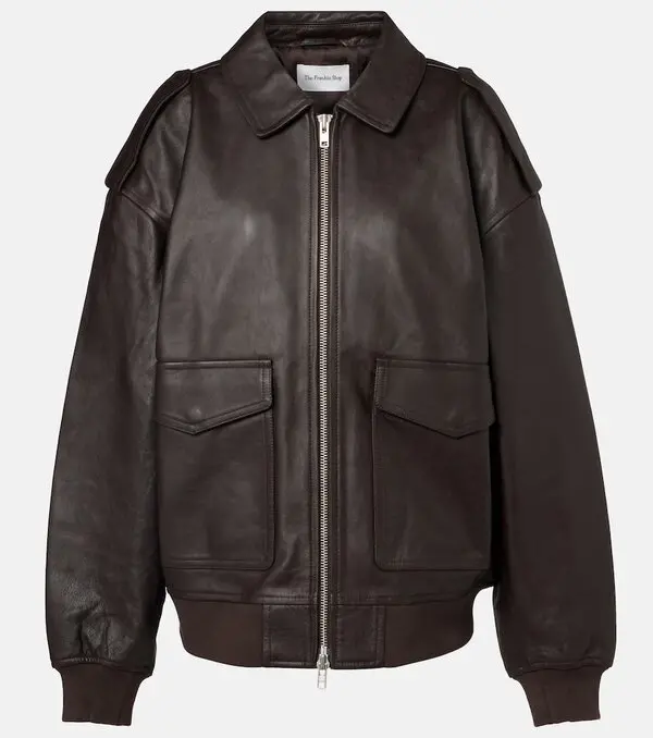 THE FRANKIE SHOP Viper Leather Jacket - Brown