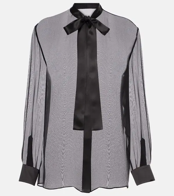 Dolce & Gabbana Tie-neck Silk Blouse - Black