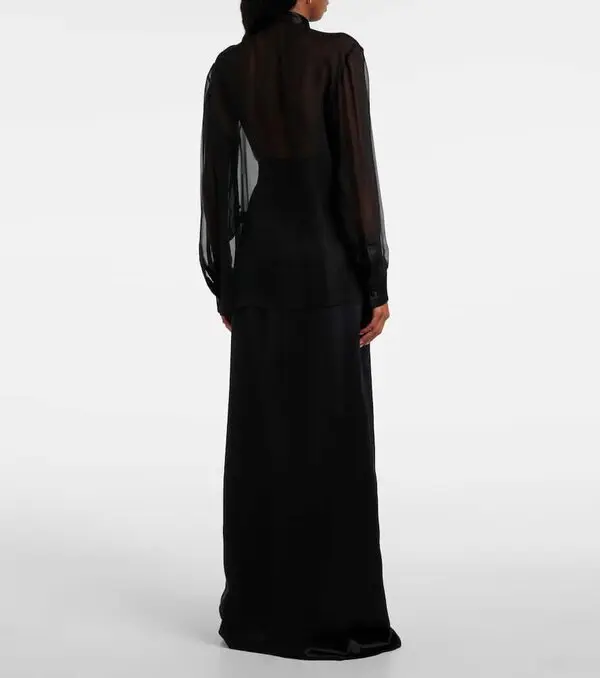 Dolce & Gabbana Tie-neck Silk Blouse - Black
