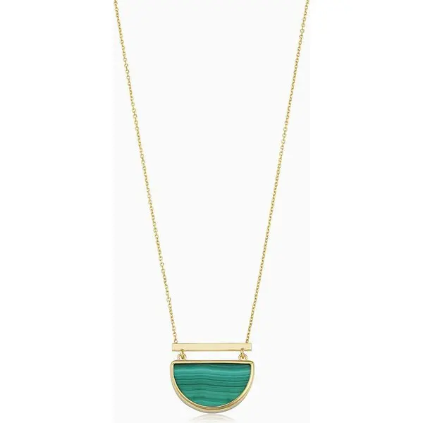 ORADINA 14k Gold Malachite Pendant Necklace - Gold/green Malachite