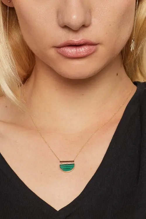 ORADINA 14k Gold Malachite Pendant Necklace