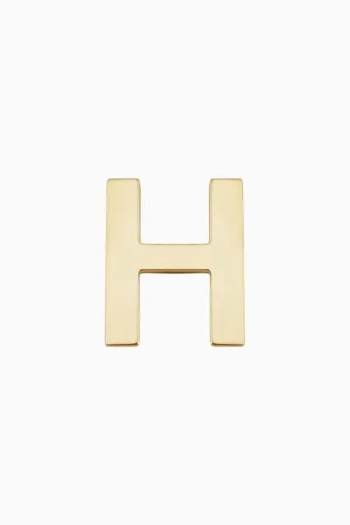 ORADINA 14k Gold Initial Stud Earring - Letter H