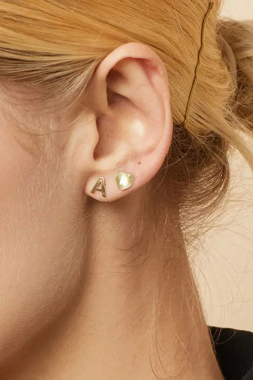 ORADINA 14k Gold Initial Stud Earring - Letter K