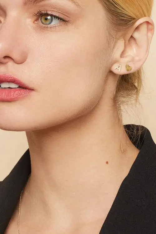 ORADINA 14k Gold Initial Stud Earring - Letter K