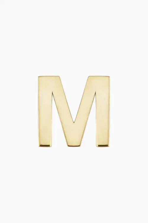 ORADINA 14k Gold Initial Stud Earring - Letter M