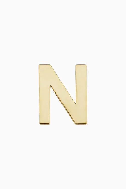 ORADINA 14k Gold Initial Stud Earring - Letter N