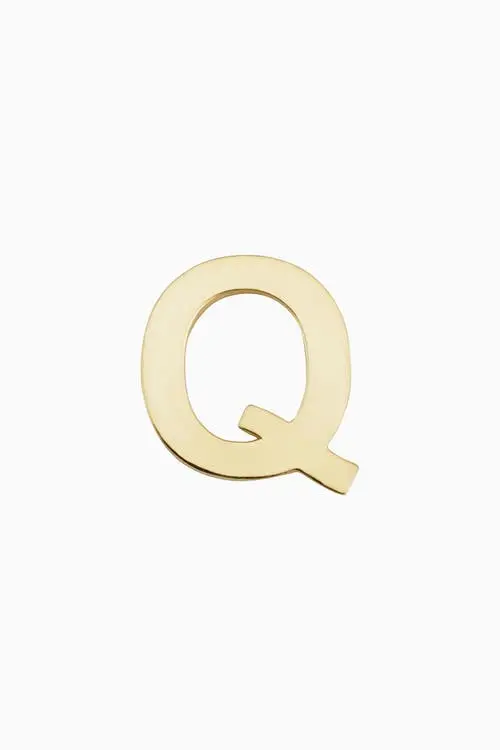 ORADINA 14k Gold Initial Stud Earring - Letter Q