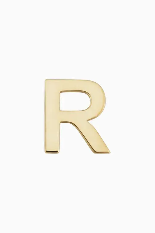 ORADINA 14k Gold Initial Stud Earring - Letter R