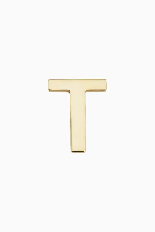 ORADINA 14k Gold Initial Stud Earring - Letter T