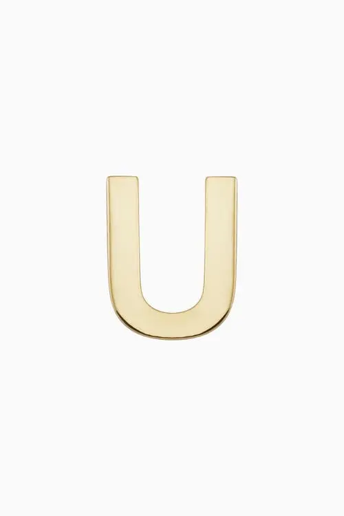 ORADINA 14k Gold Initial Stud Earring - Letter U