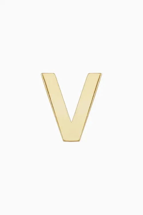 ORADINA 14k Gold Initial Stud Earring - Letter V