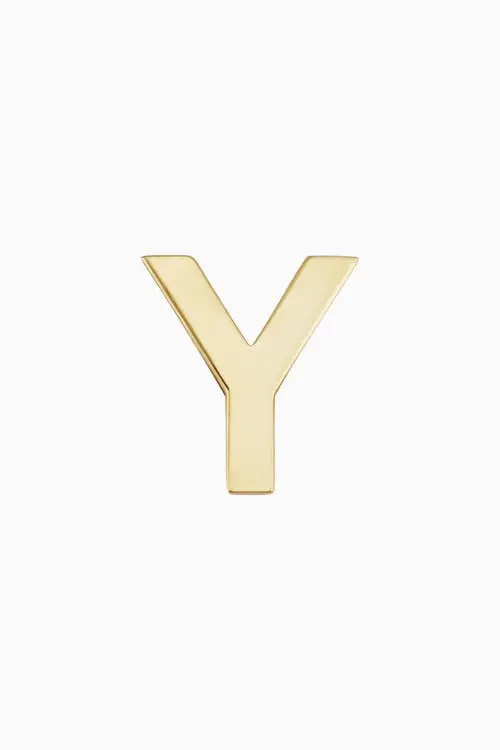 ORADINA 14k Gold Initial Stud Earring - Letter Y